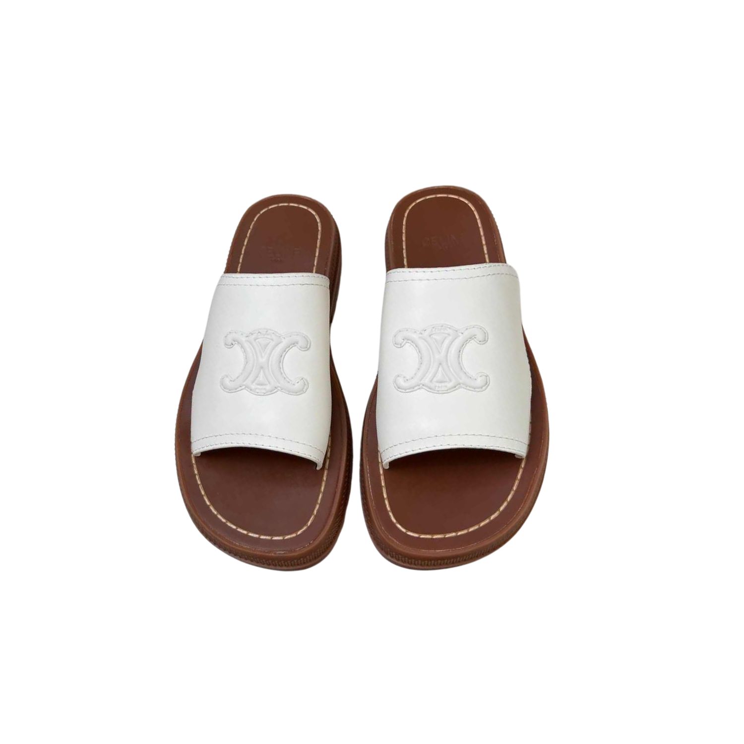 Celine Clea Triomphe Slide White For Women