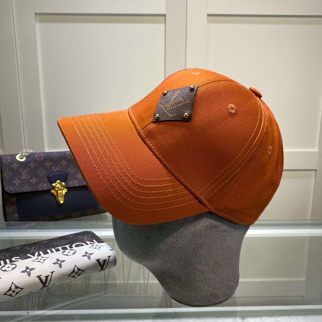 Louis Vuitton Embroidered Logo Baseball Cap Orange LV Cap - Temafes ...