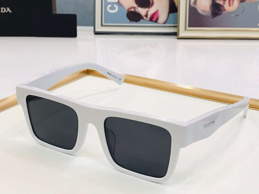 Prada Eyewear Rectangular Frame Sunglasses White For Women