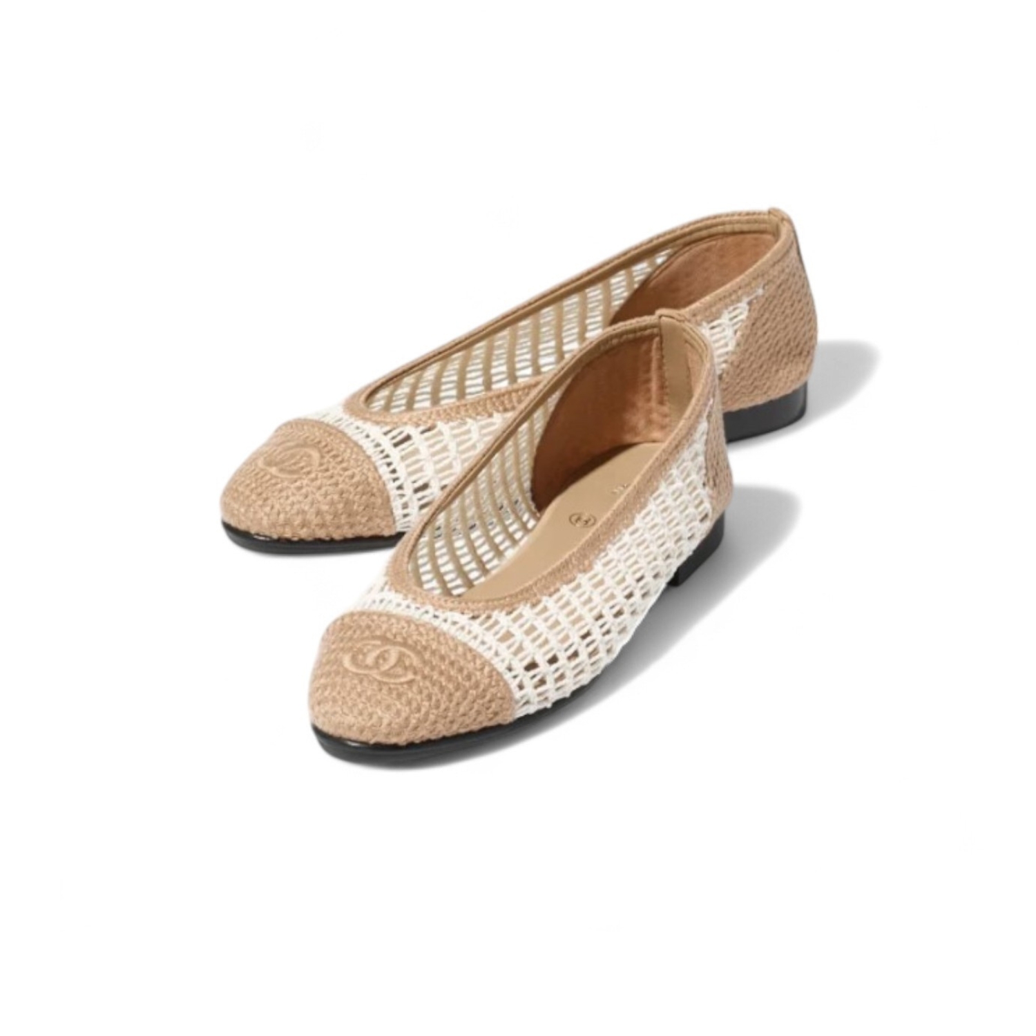 Chanel Raffia Ballet Flats White/Beige For Women G46352-B19806-NAFBO ...