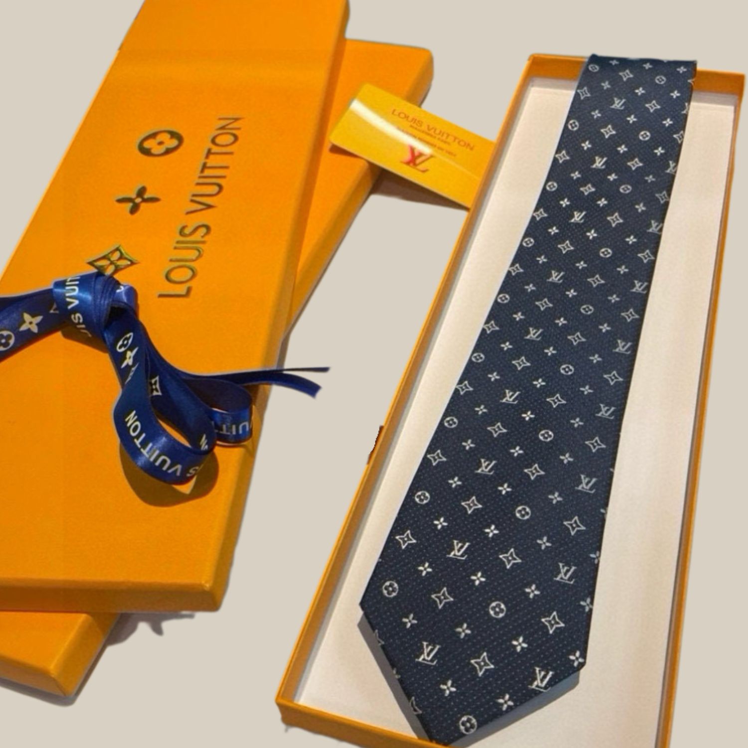 Louis Vuitton Signature Monogram Silk Tie Deep Blue For Men - Temafes ...