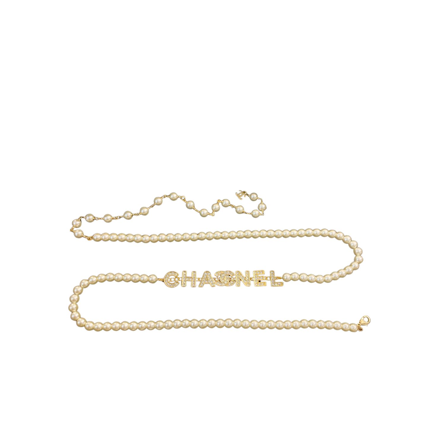 Chanel Pearl And Crystal Logo Gold Tone For Women - Temafes - The best ...