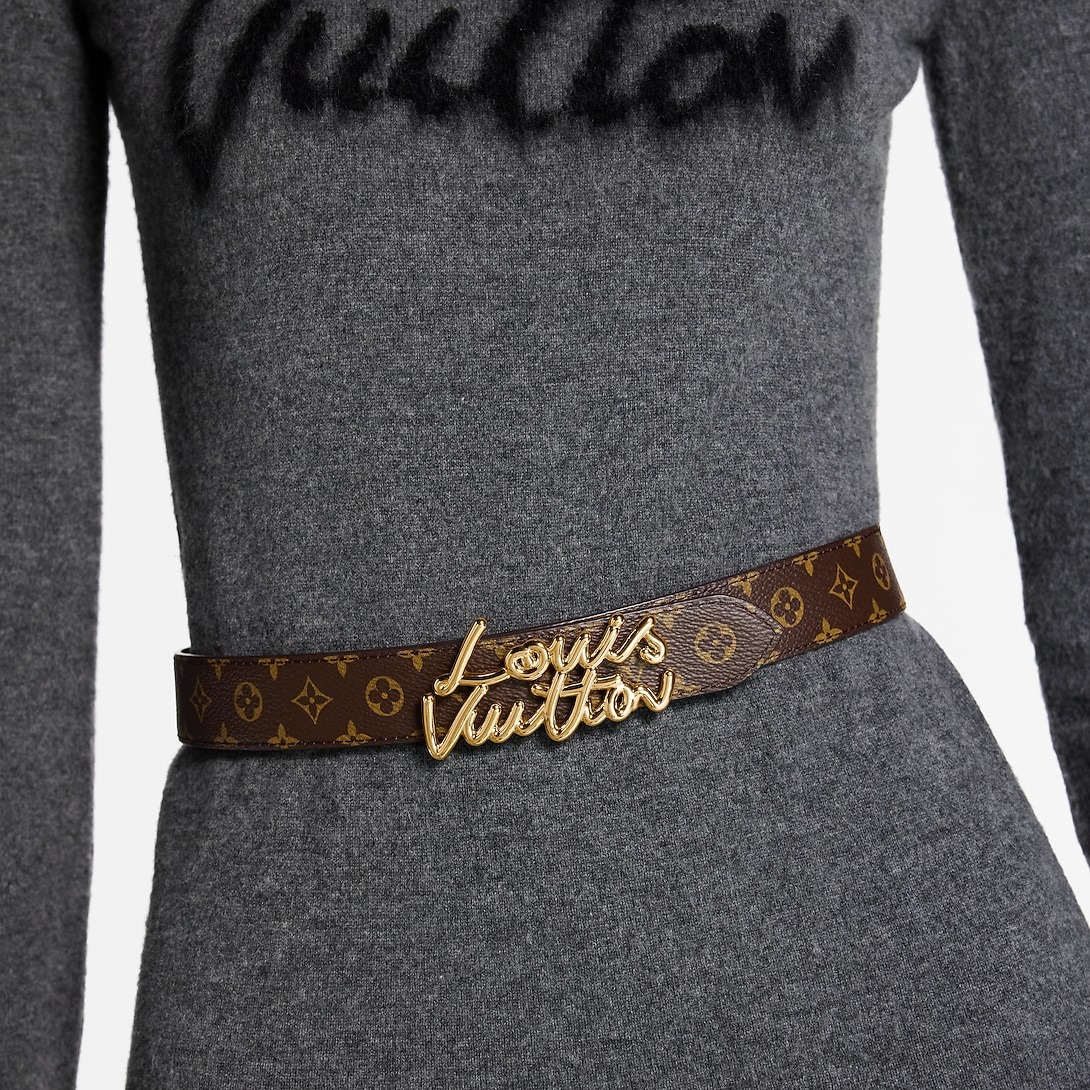 Louis Vuitton LV Script 30mm Belt Black Monogram For Women -M4472V - Temafes - The best quality ...