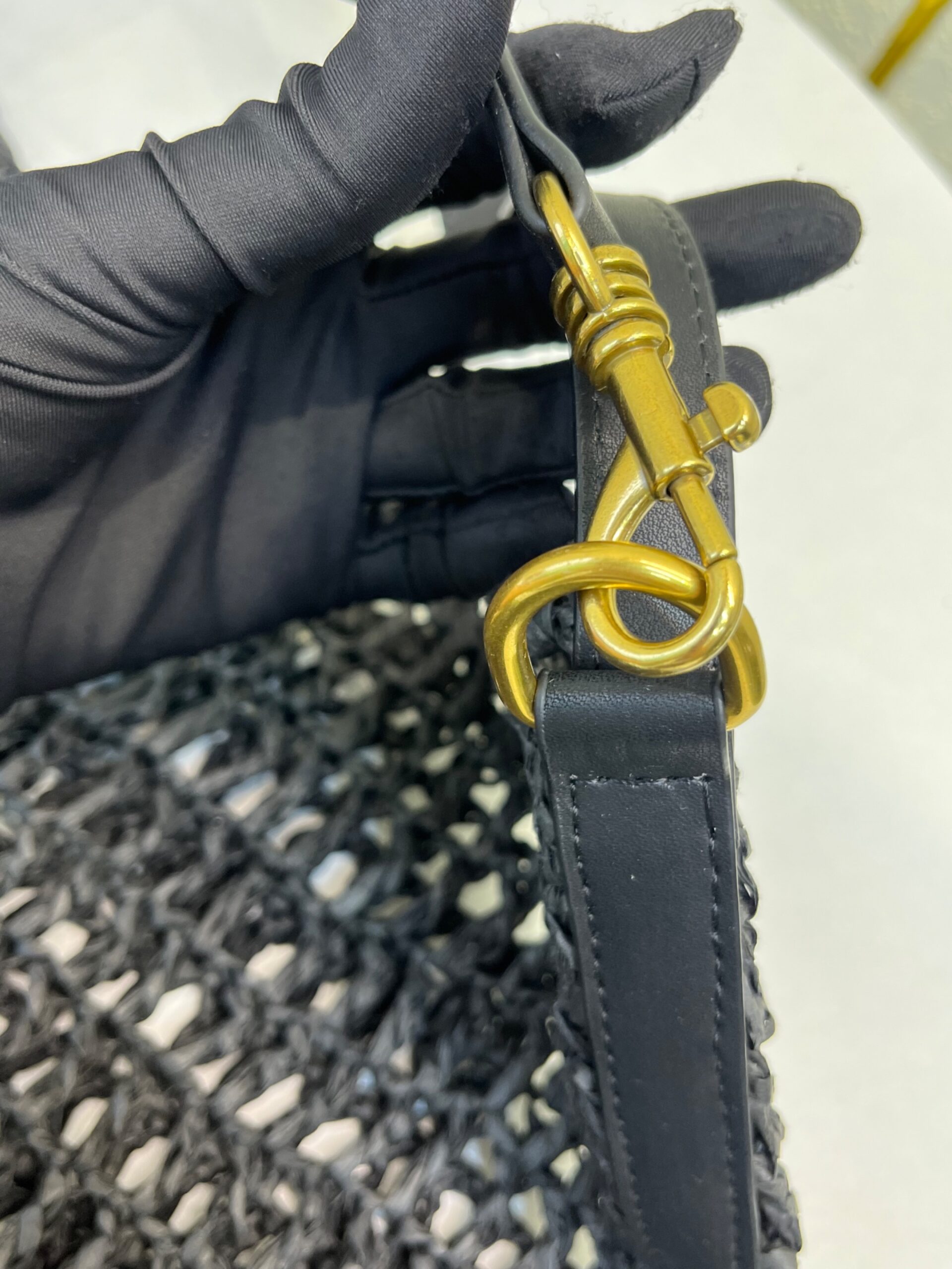 Saint Laurent Oxalis Bag In Raffia Macramé Black For Women 15.7 Inches ...