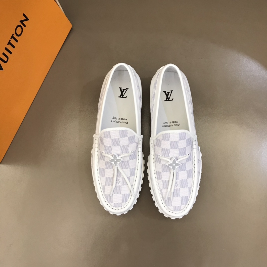 Louis Vuittion LV Racer Moccasin White Checkered Pattern For Men LV ...