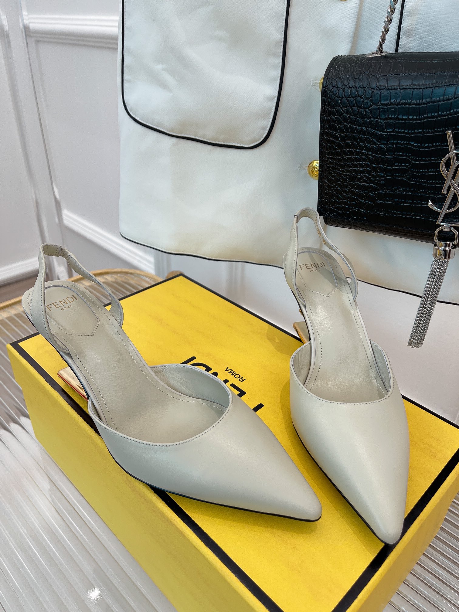 Fendi First Grey High-Heeled Slingbacks For Women - Temafes - The best ...
