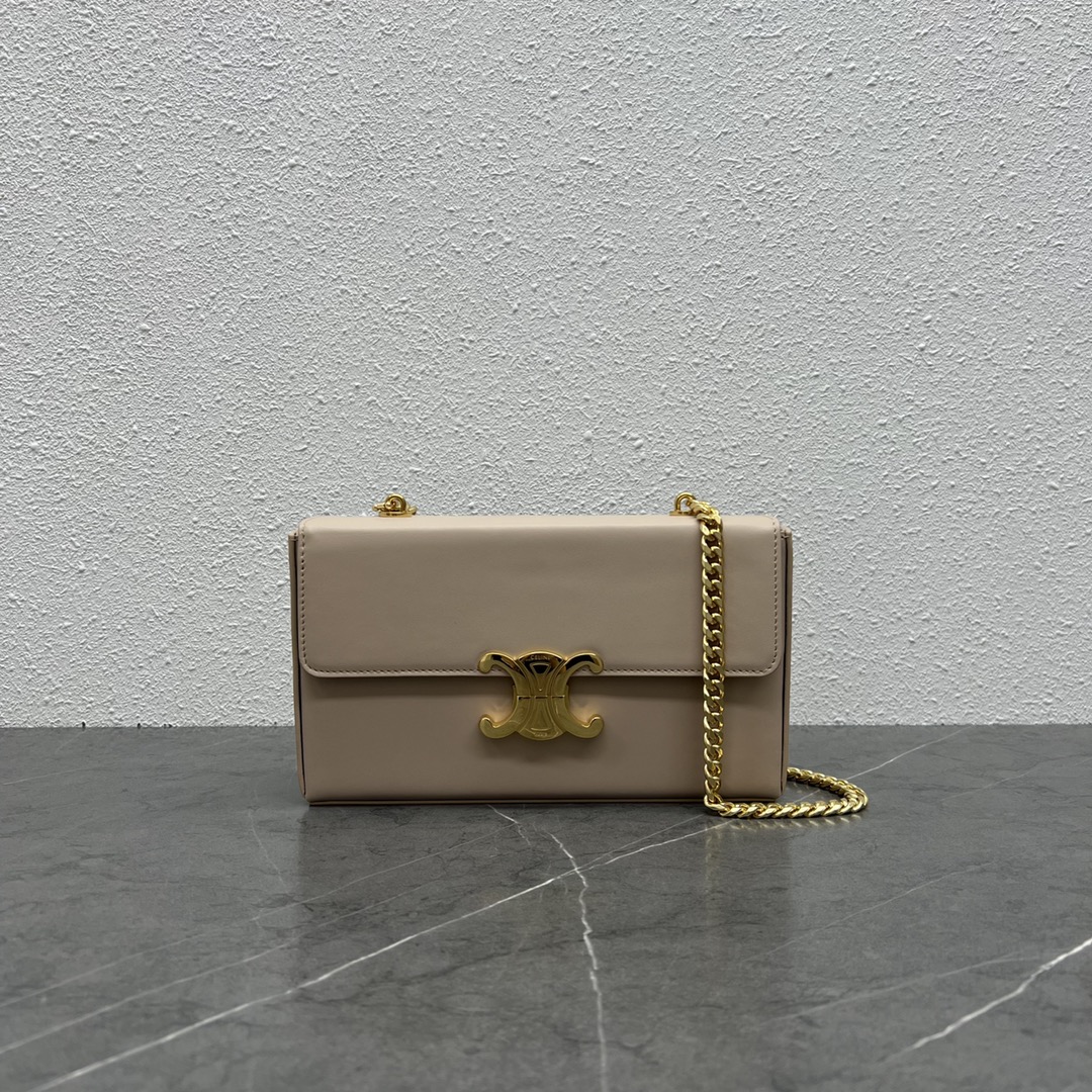 Celine Chain Box Triomphe Bag Beige For Women 9in/22cm - Temafes - The ...