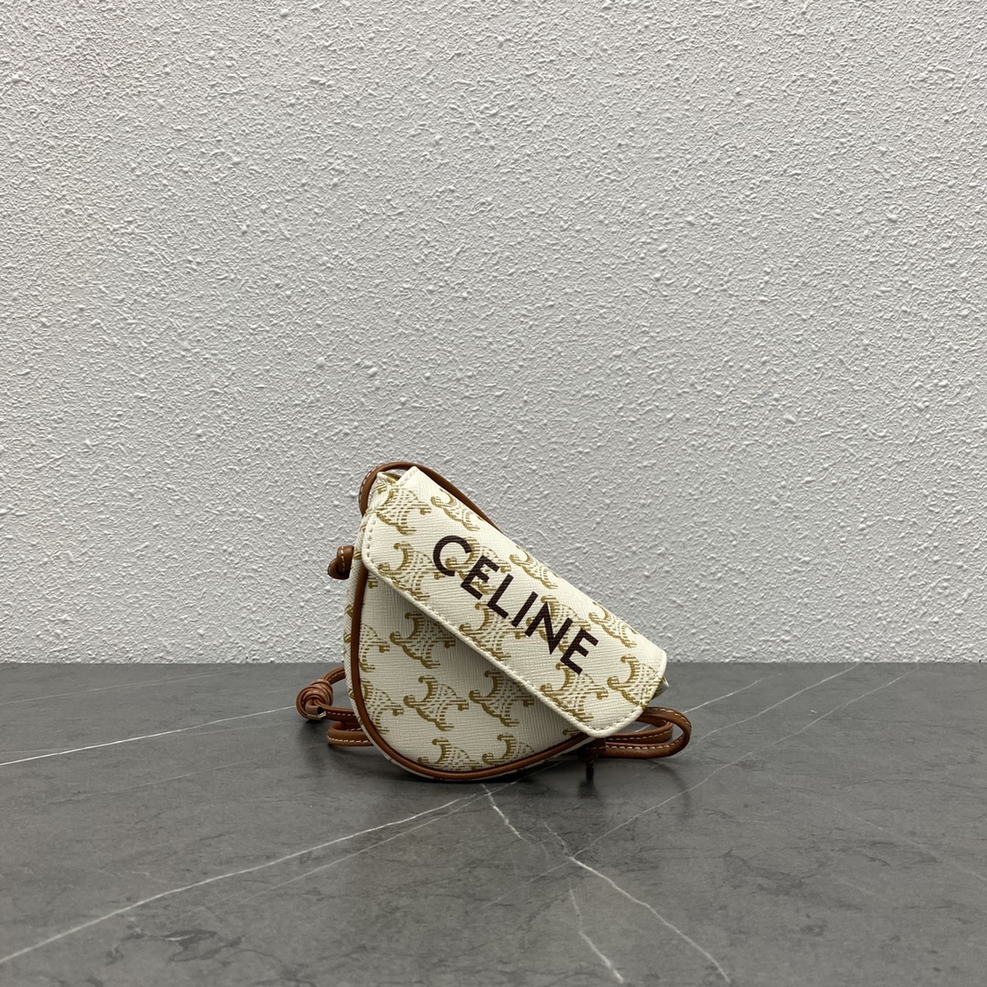Celine Mini Triangle In Triomphe Canvas With Celine Print White For ...