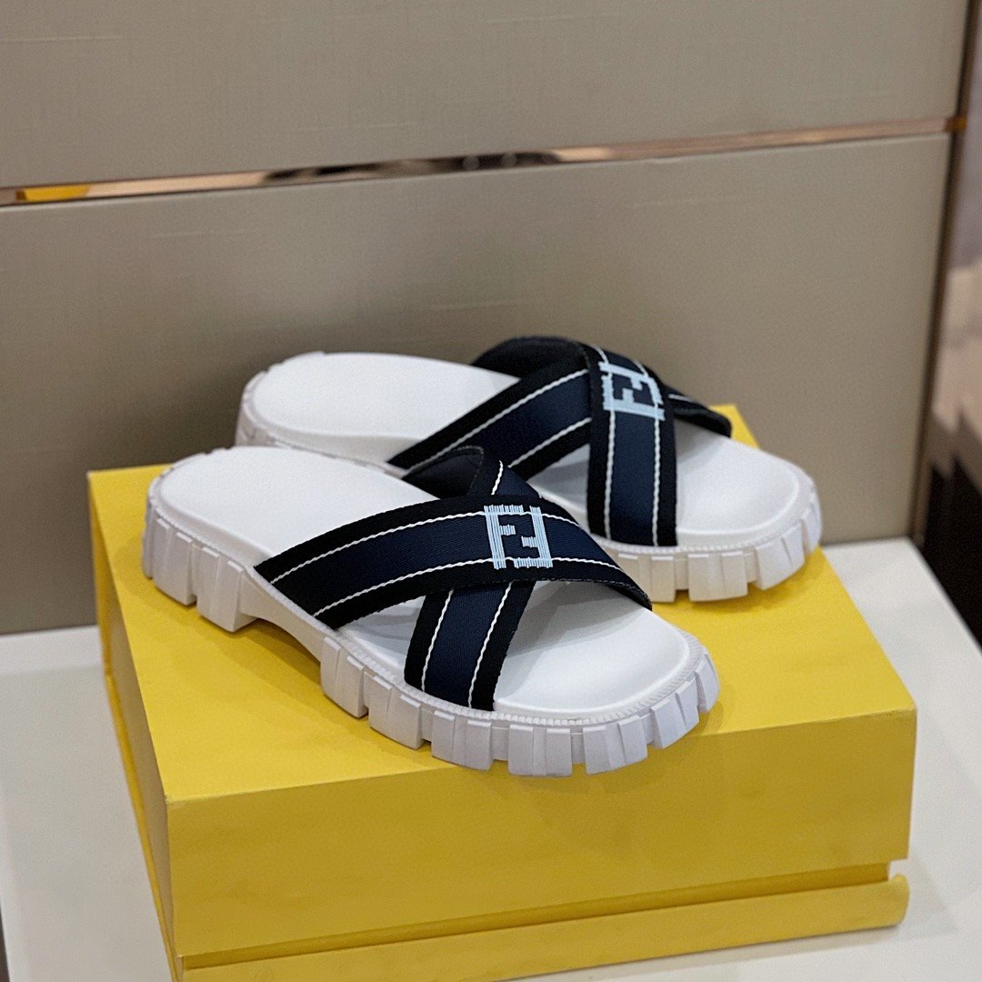 Fendi Force Black/White Slides For Men - Temafes - The best quality ...