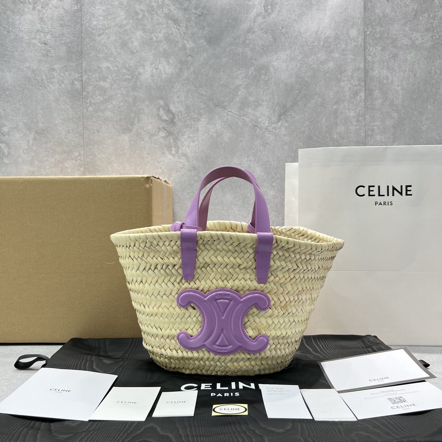 Celine Teen Triomphe Celine Classic Panier In Palm Leaves And Lizard ...