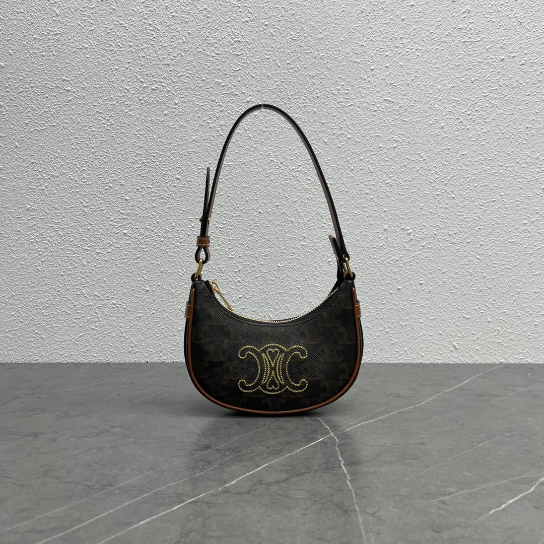Celine Triope Heart Embroidered Mini Abba - Triope Canvas Brown For ...